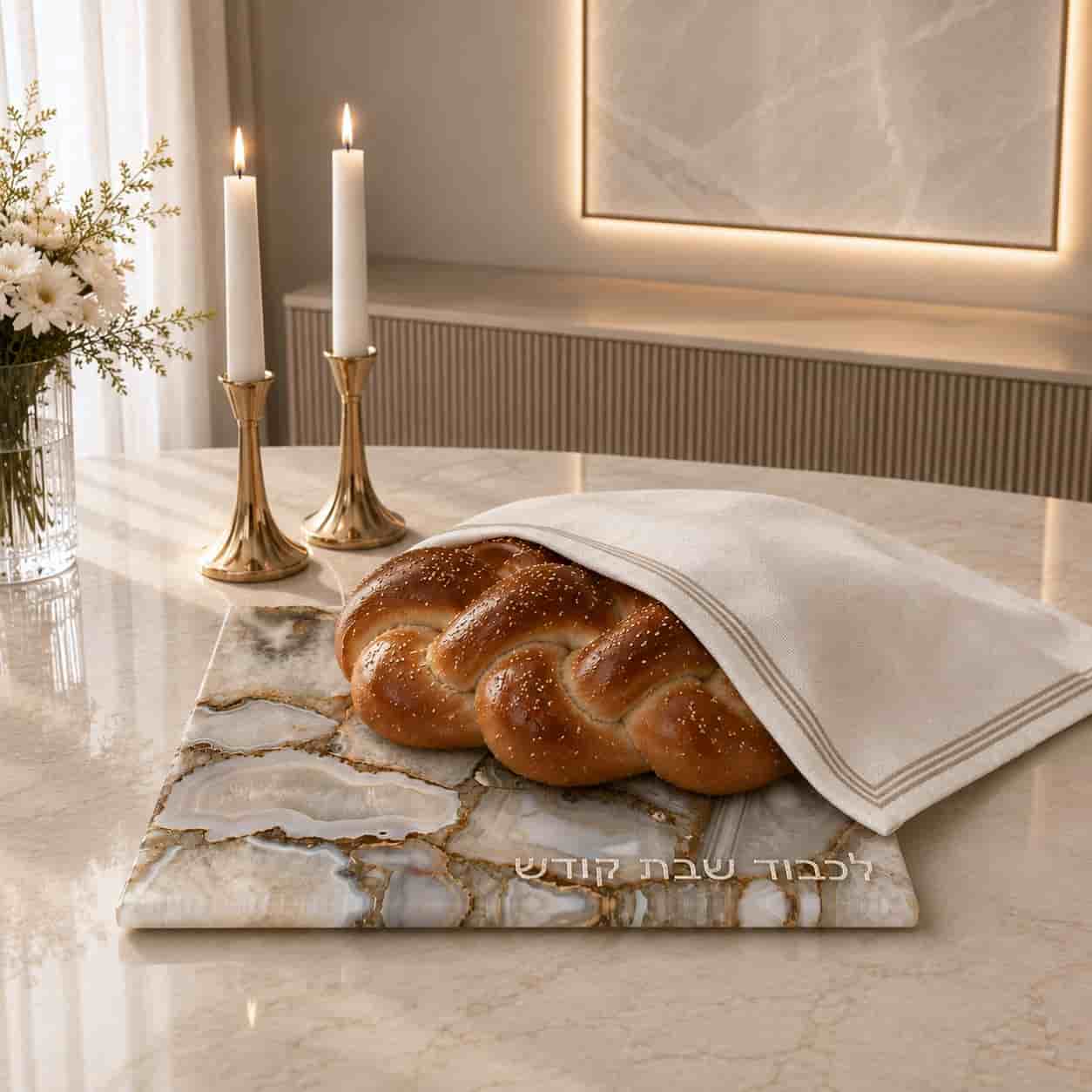 Agate Challah Board & Candle Tray - accents